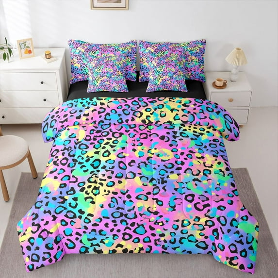 Feelyou Cheetah Leopard Print Bedding Comforter Set 7pcs, Modern ...
