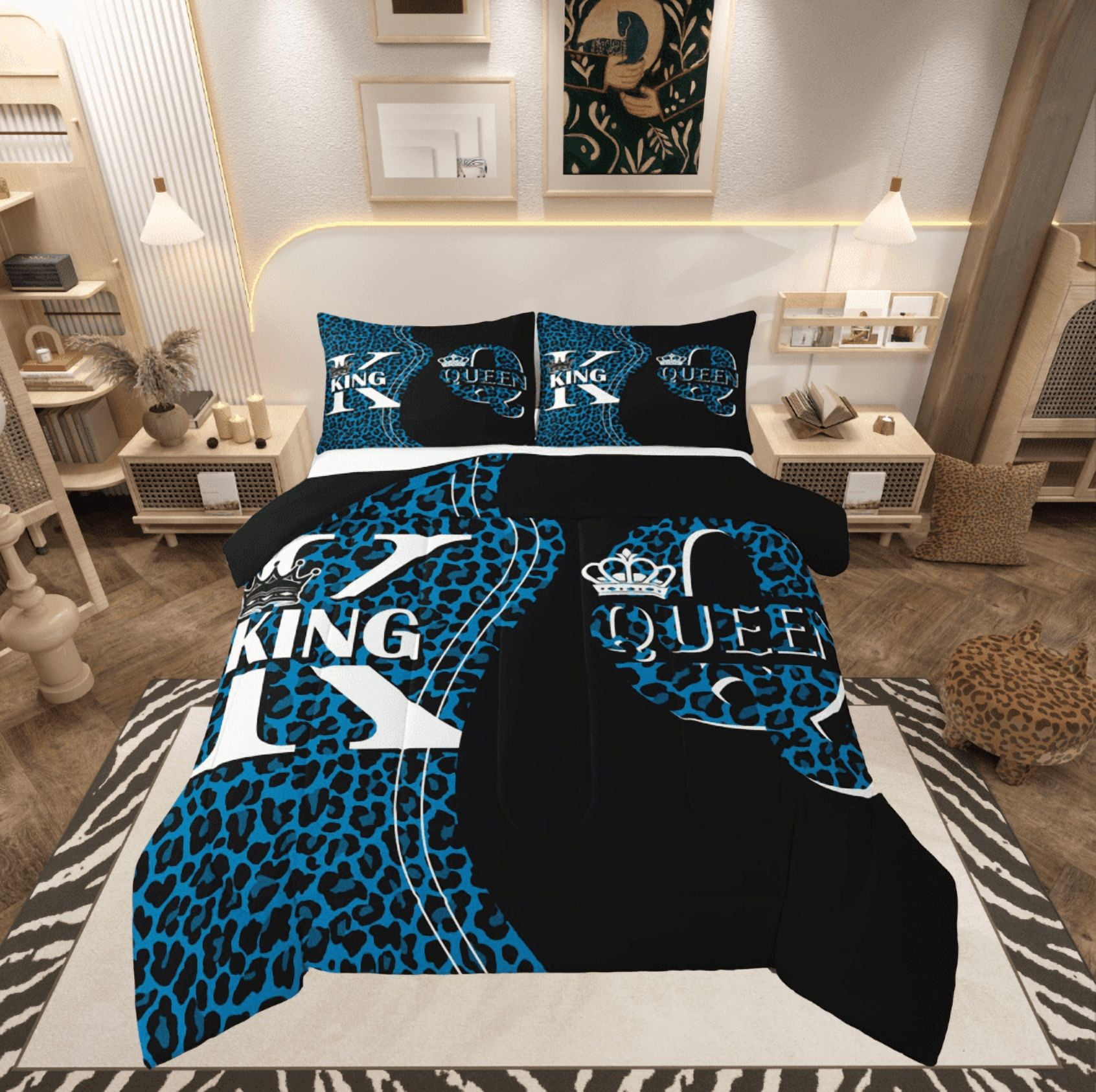 Feelyou Cheetah Leopard Print King Size Comforter Sets, Couple Romantic ...