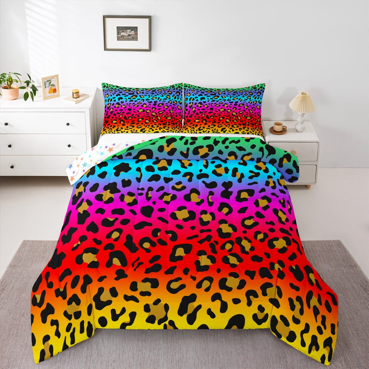 Feelyou Cheetah Print King Size Comforter Sets, Ombre Leopard Print ...
