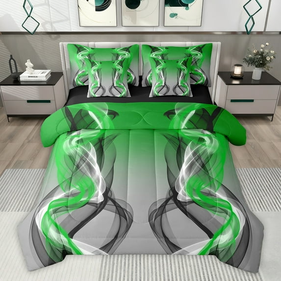 Feelyou Chic Abstract Ombre Twin Bedding Sets 7-Piece, Grey Green ...