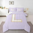 Feelyou Chic Purple Stripes Queen Comforter Set for Child, Dreamy ...