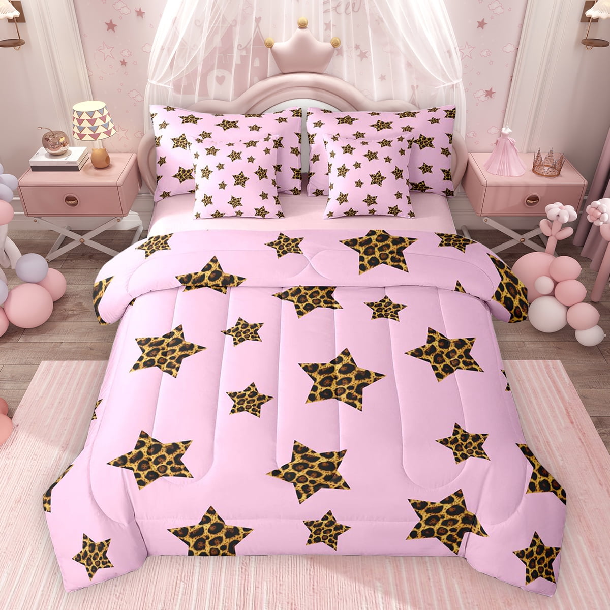Feelyou Chic Stars Bedding Comforter Set 7pcs, Cheetah Leopard Print ...
