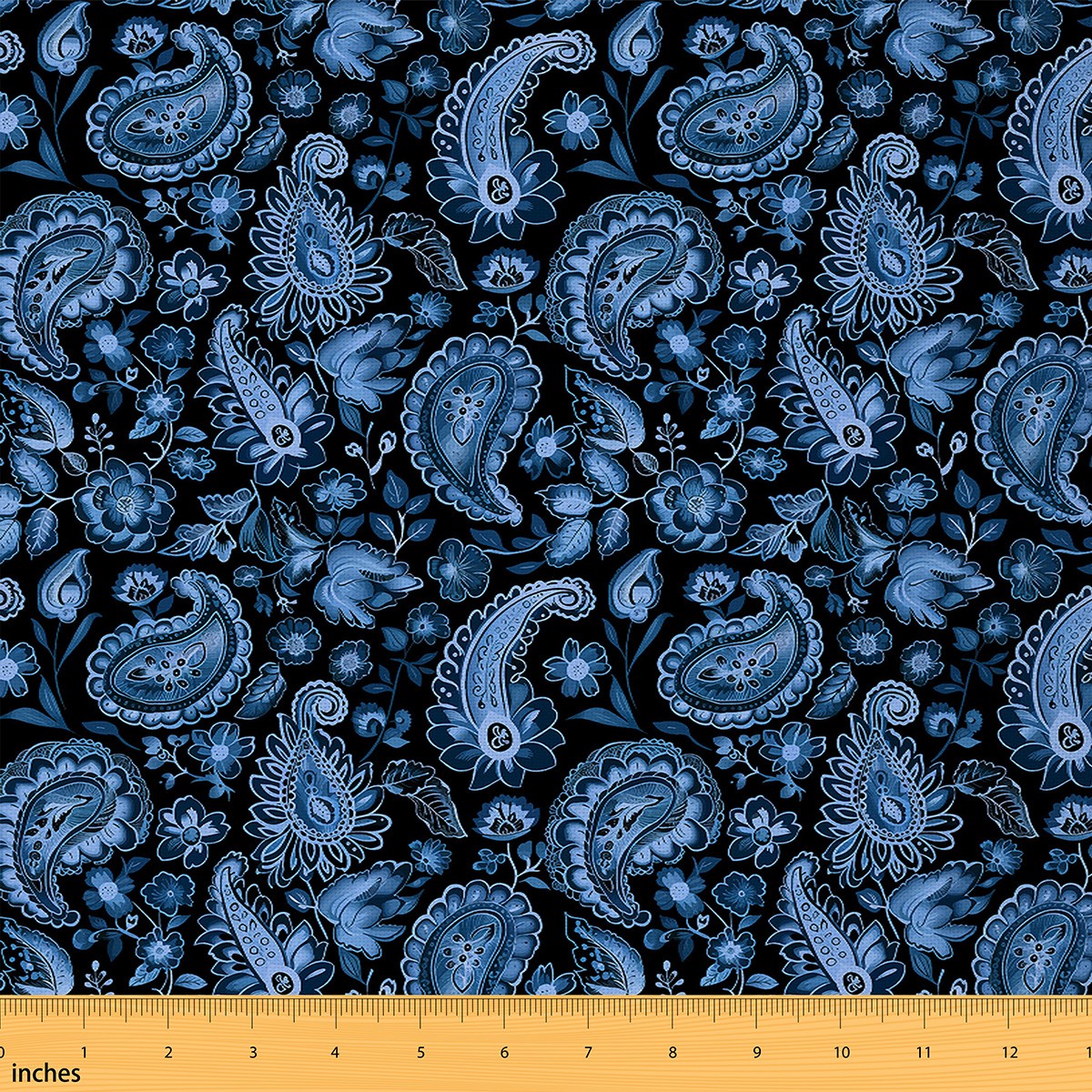 Feelyou Child Blue Paisley Fabric by the Yard 1 Yard, Hippie Tribal ...