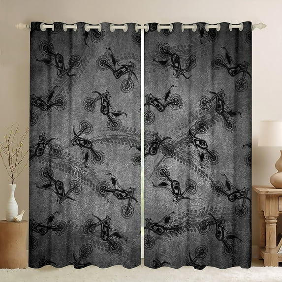 Feelyou Child Modern Motorcycle Curtains Pack of 2 (42x84 Each), Extreme Speed Sports Curtains ...