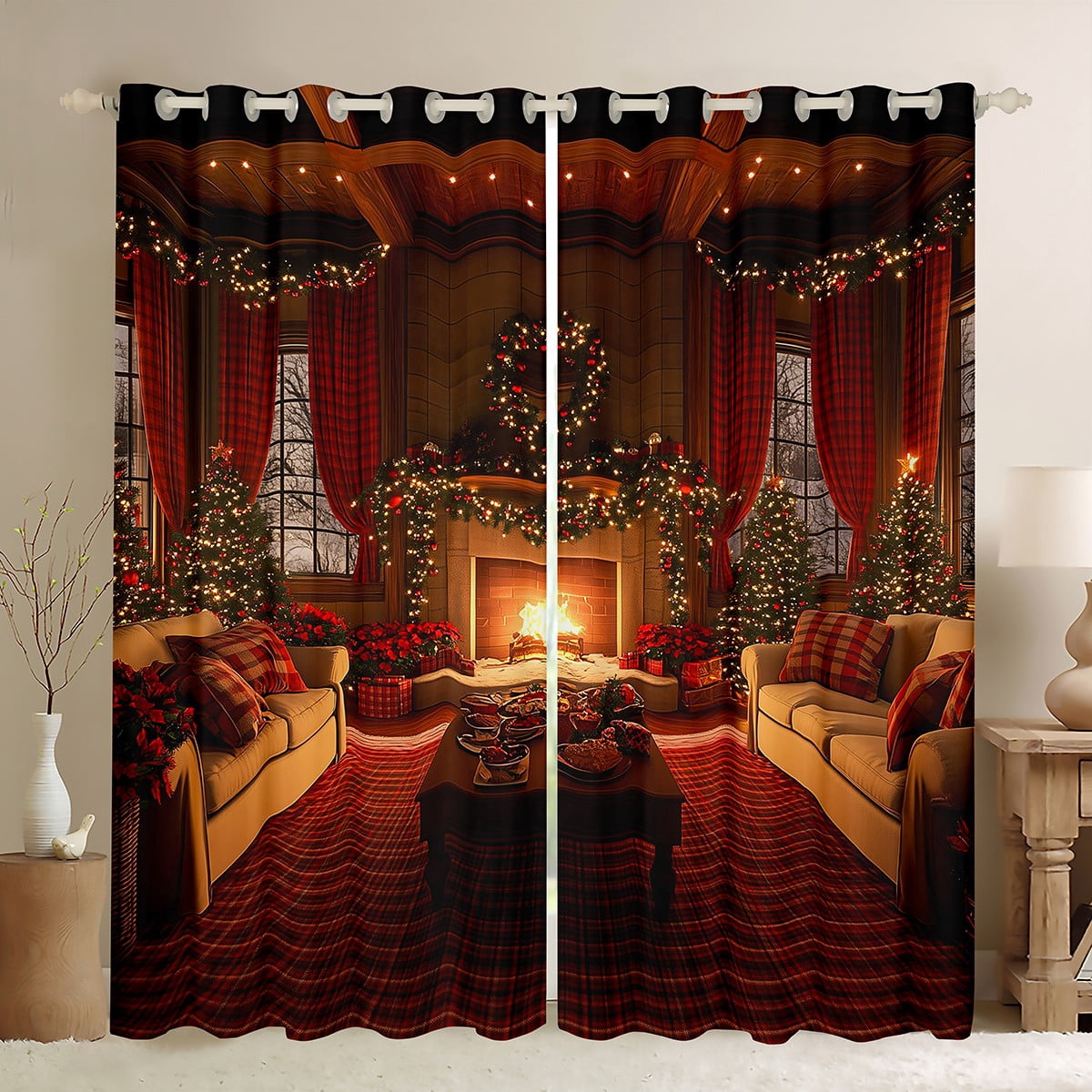 Feelyou Christmas Family Party Blackout Curtains Set of 2 (52x84 Each ...