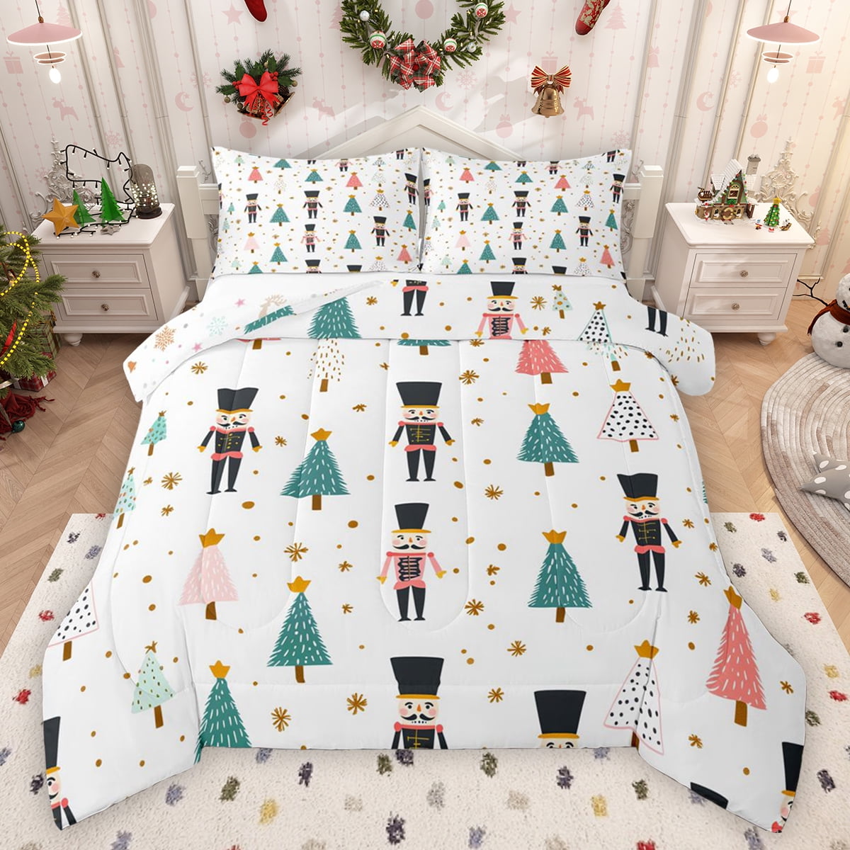 Feelyou Christmas Nutcracker Kids Bedding Comforter Set, Cute Xmas Tree ...