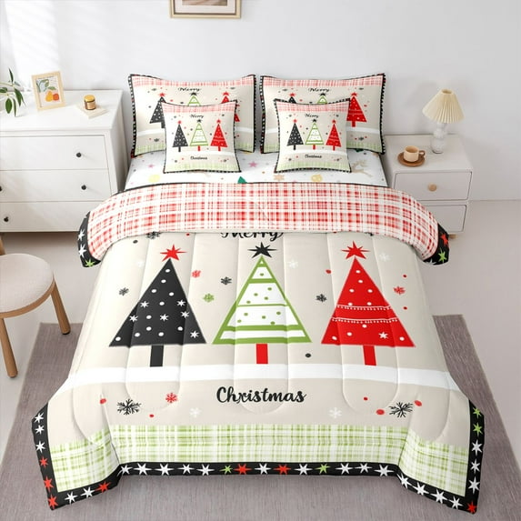 Feelyou Christmas Tree Bedding Comforter Set 7pcs for Kids, Chic ...