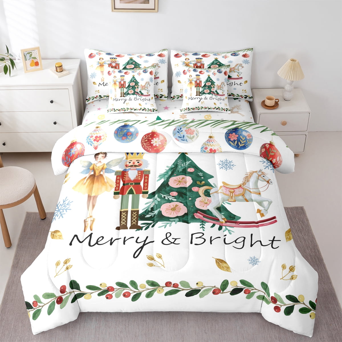 Feelyou Christmas Tree Teens Twin Bedding Sets 7-Piece, Kawaii Princess ...