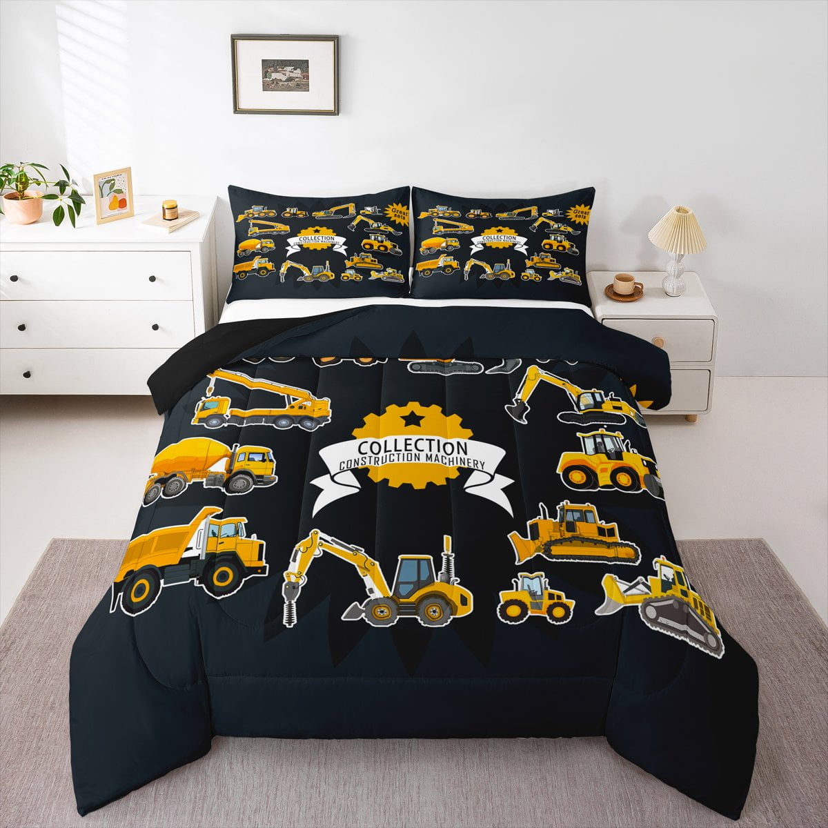 Feelyou Construction Truck Teen Full Size Comforter Sets, Cartoon ...