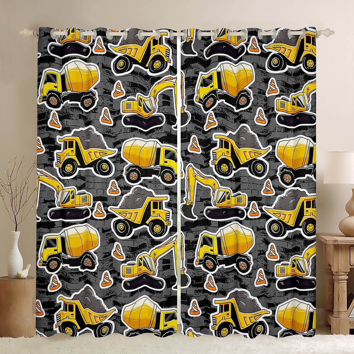 Feelyou Construction Vehicle Boys Blackout Curtains Set of 2 (52x84 ...