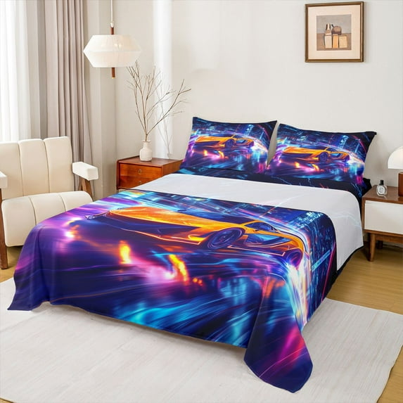 Feelyou Cool Automobile Child Bed Sheets, Speed Racing Car King Sheets ...