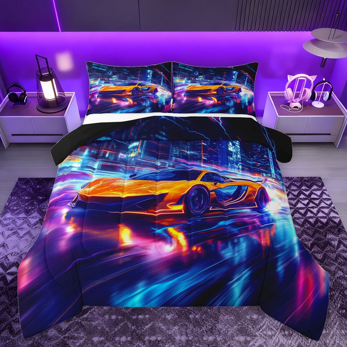 Feelyou Cool Automobile Child Queen Comforter Set, Speed Racing Car ...