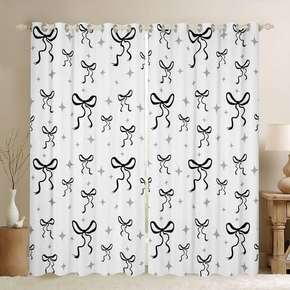 Feelyou Cool Princess Bow Black Out Curtains, Stars Print Curtains Pack ...