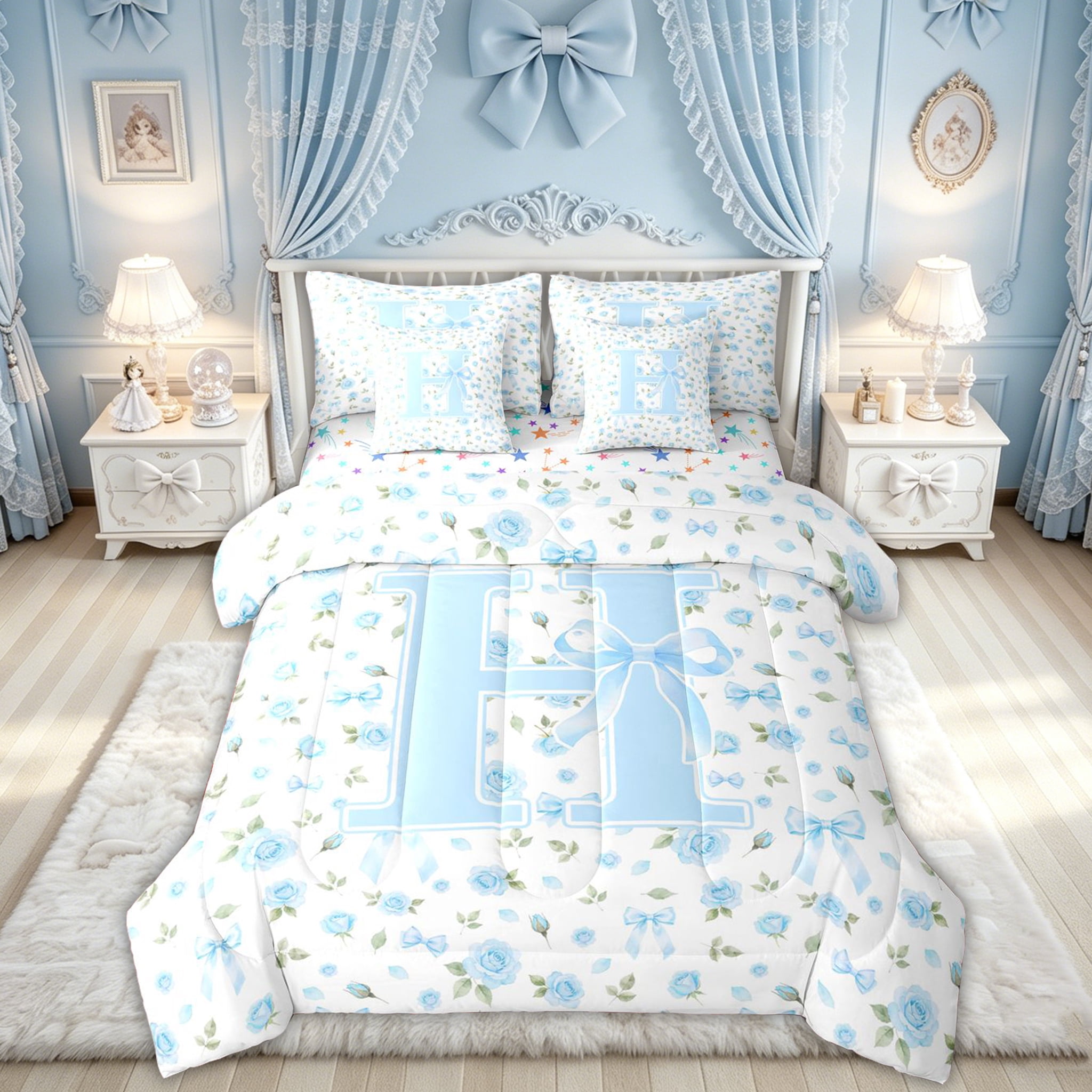 Feelyou Coquette Rose Letter Full Size Bedding Sets for Kids, Cartoon ...