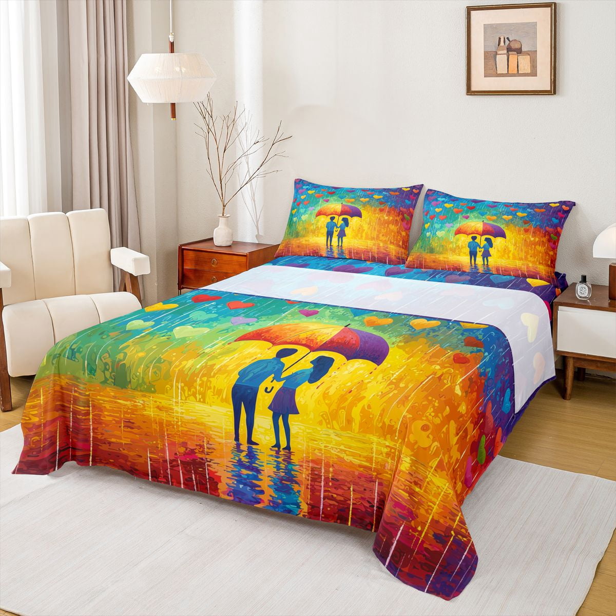 Feelyou Couple Anniversary Full Size Sheets, Romantic Love Heart Bed ...