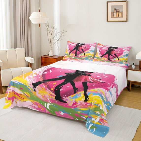 Feelyou Couple Anniversary Queen Sheet Sets, Romantic Love Heart Flat ...