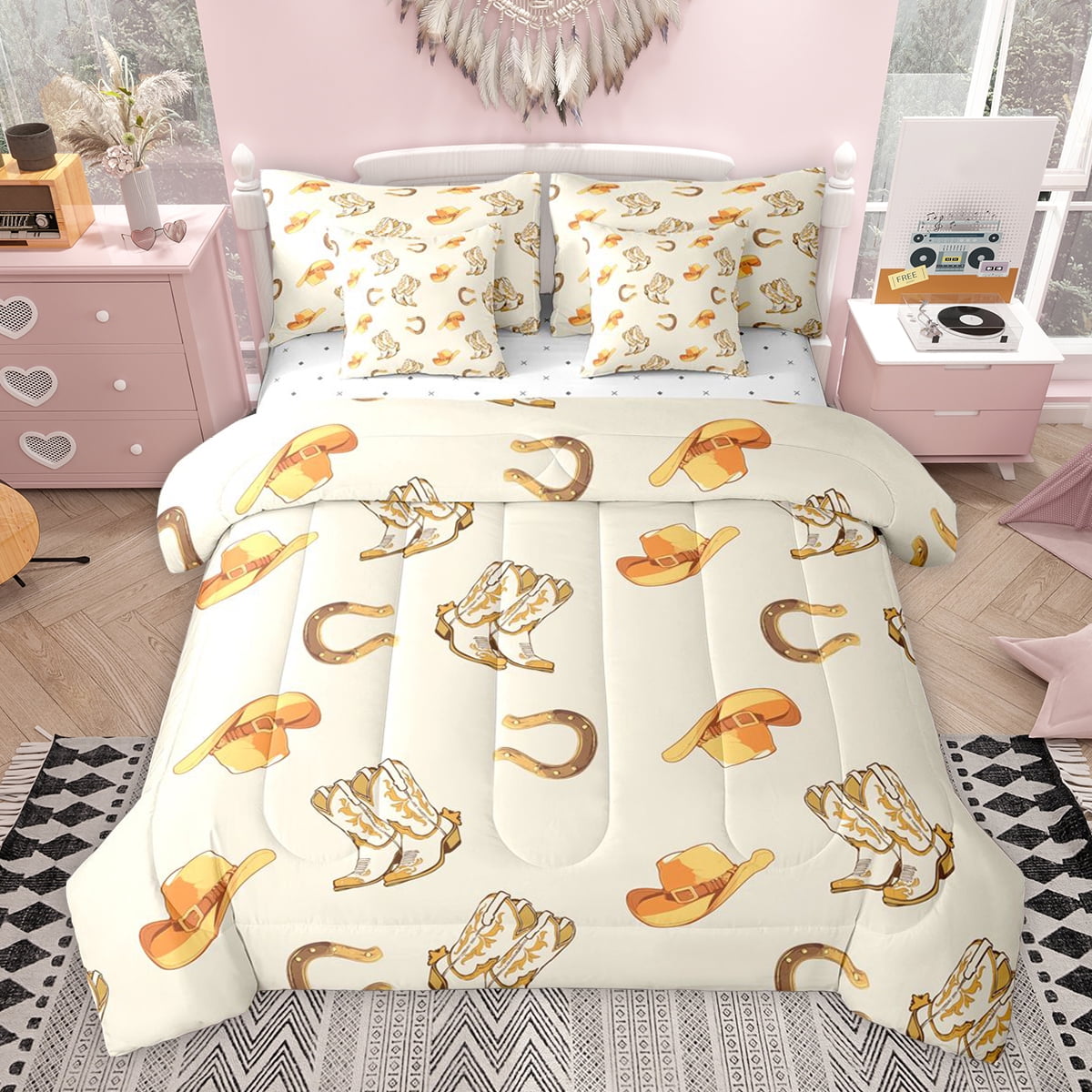 Feelyou Cowboy Cowgirl Boot Bedding Comforter Set 7 Pieces, Western ...