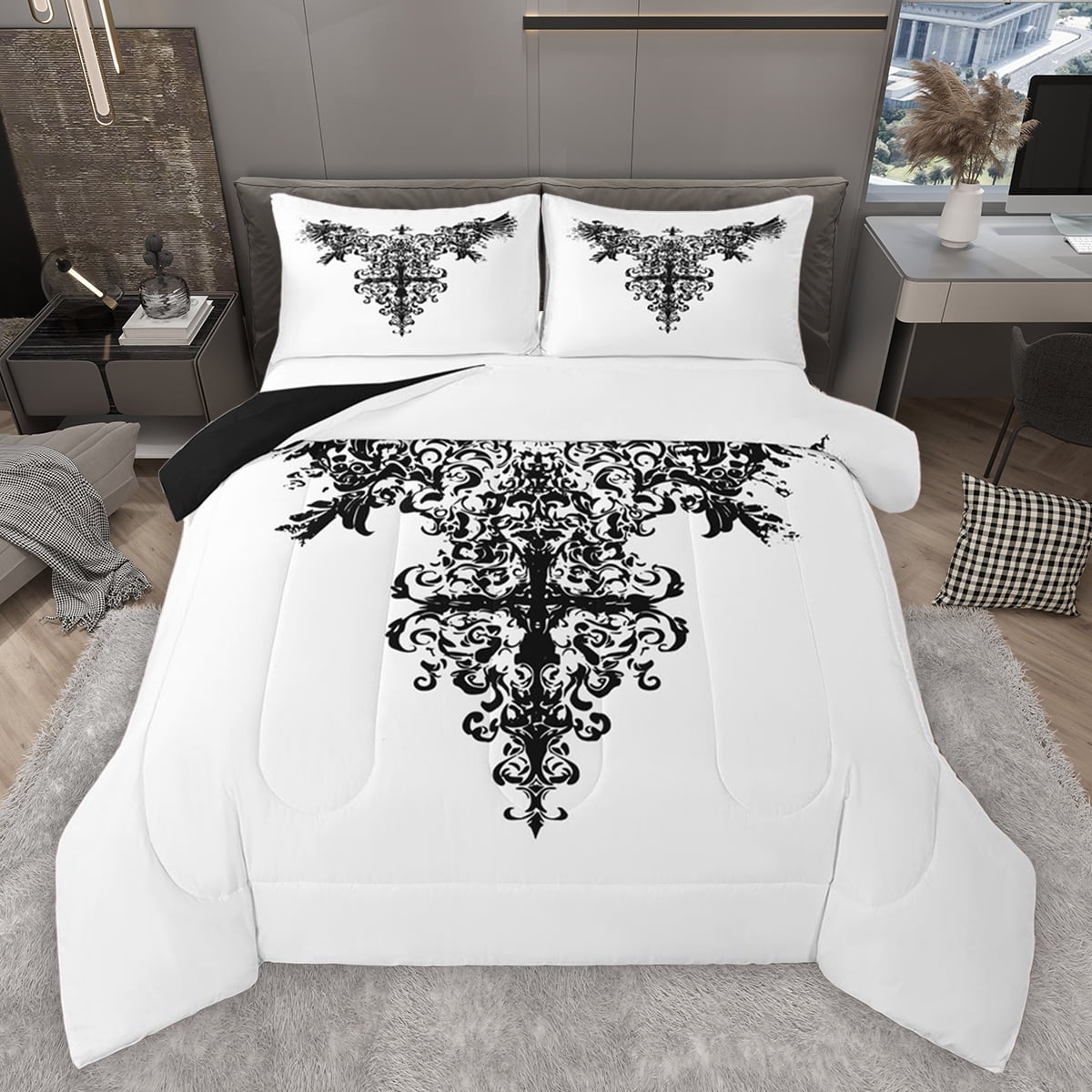 Feelyou Cross Angel Wings Full Size Comforter Sets for Boys, Goth ...
