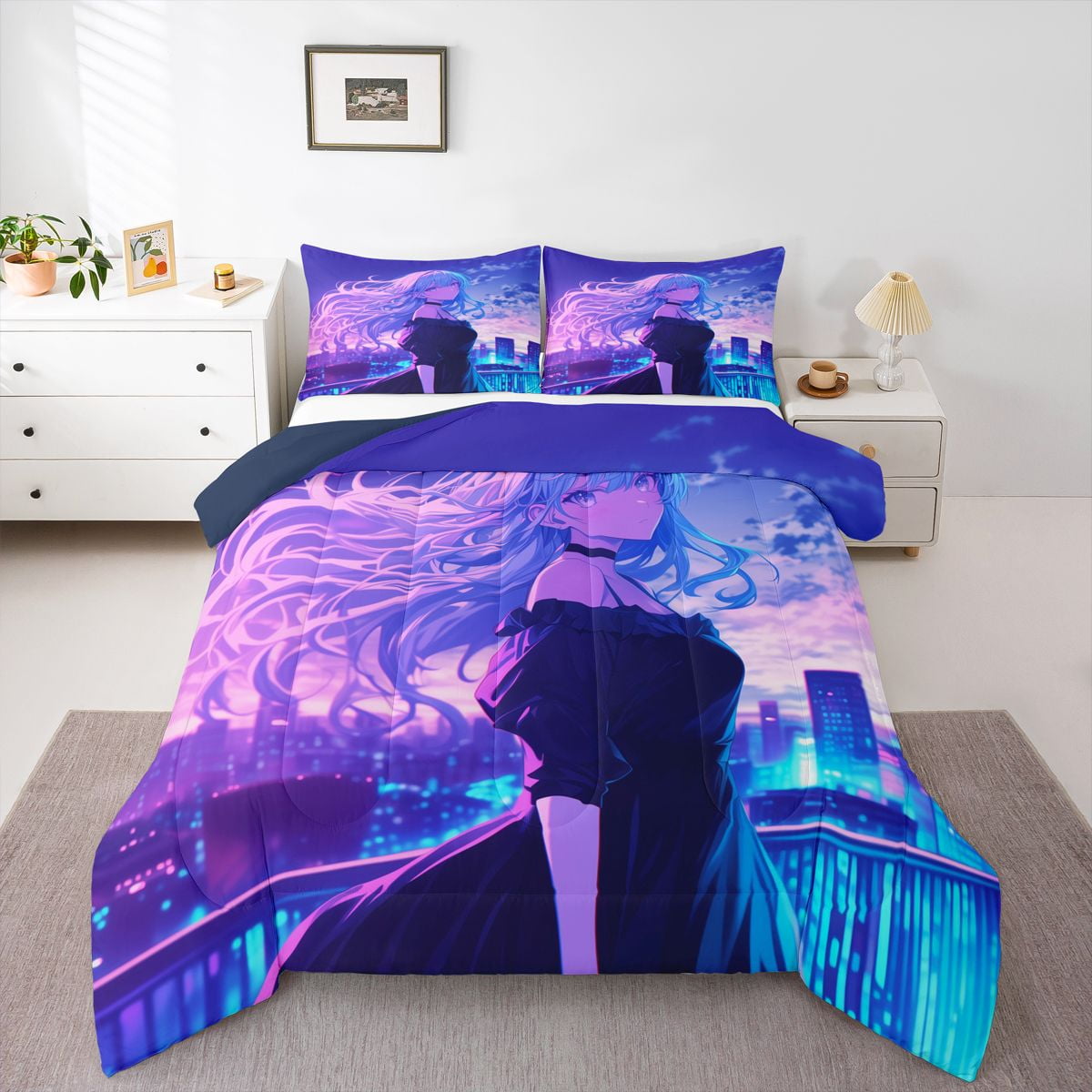 Feelyou Cute Cartoon Girl Queen Comforter Set, Tokyo Anime Bedding ...