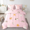 Feelyou Cute Cat Teens Bedding Comforter Set 7 Pieces, Pink Cartoon ...