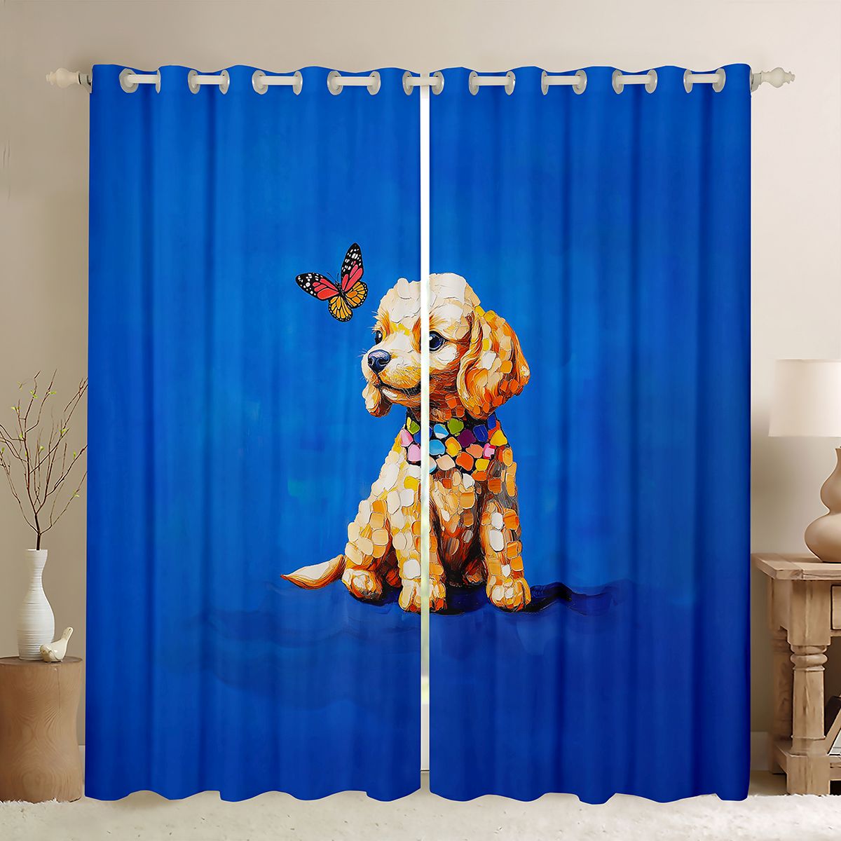 Feelyou Cute Dog Pug Blackout Curtains Set of 2 (52x84 Each) for Child ...