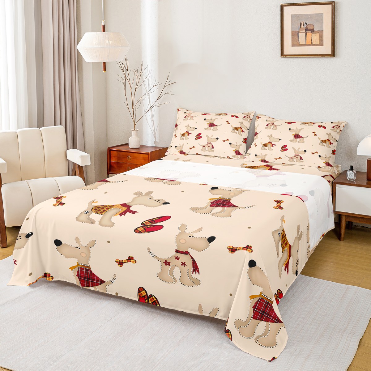 Feelyou Cute Dogs Bed Sheets for Kids, Pet Pug King Sheets, Animal ...
