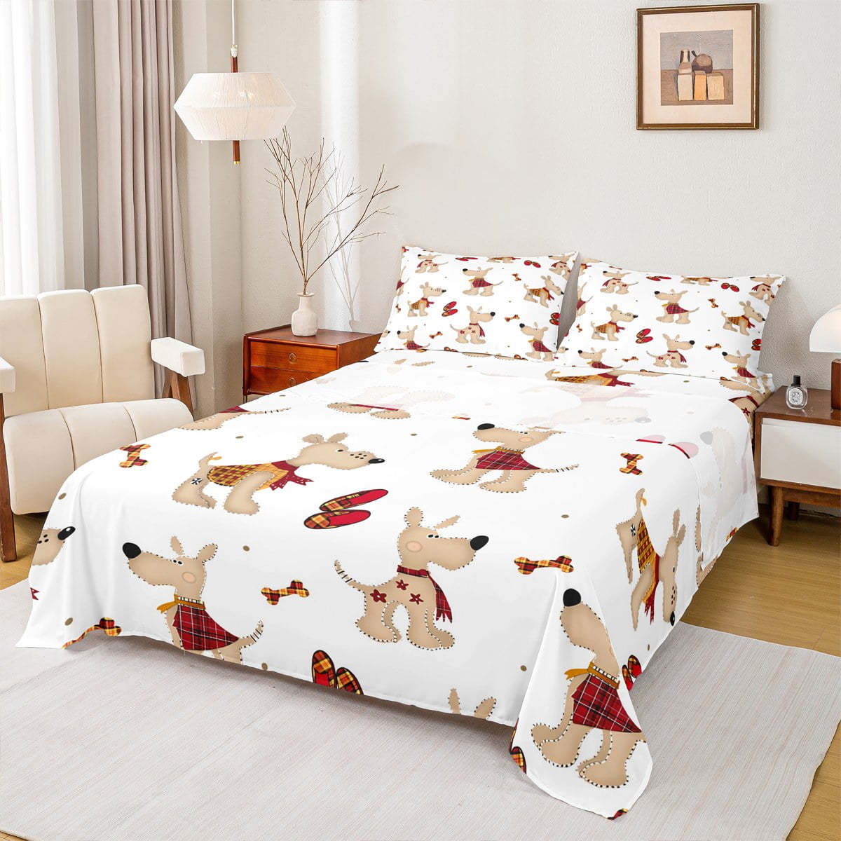 Feelyou Cute Dogs Full Size Sheets for Kids, Pet Pug Bed Sheets, Animal ...