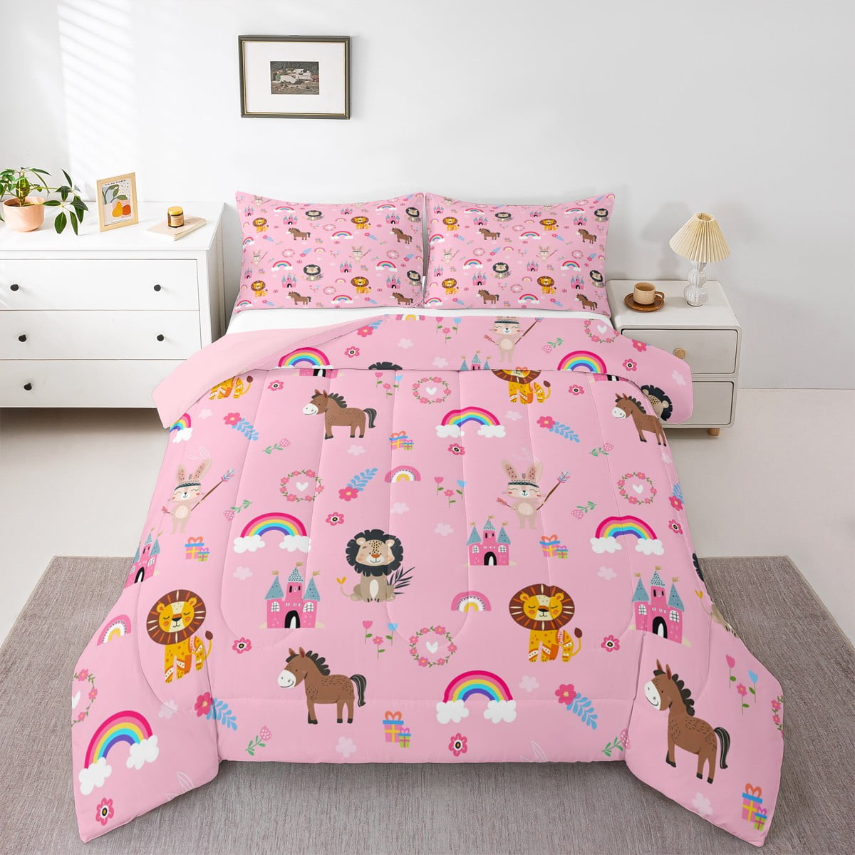 Feelyou Cute Donkey Lion Full Size Comforter Sets for Kid, Cartoon ...