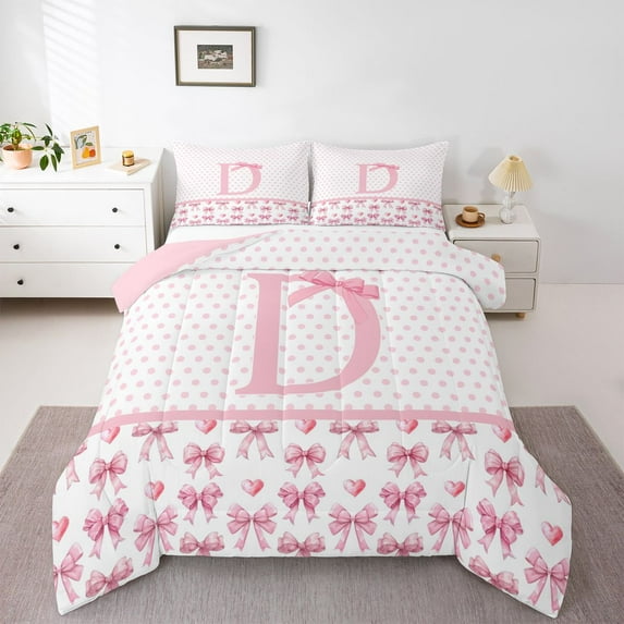 Feelyou Cute Monogrammed D Full Size Comforter Sets, Cartoon Bow-tie ...