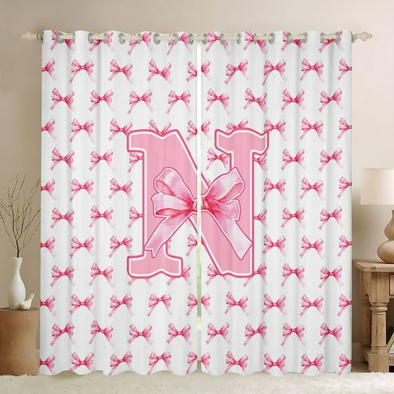 Feelyou Cute Monogrammed N Black Out Curtains, Pink Bow Curtains Pack ...