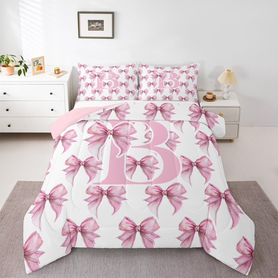 Feelyou Cute Pink Monogrammed Full Size Comforter Sets for Child ...