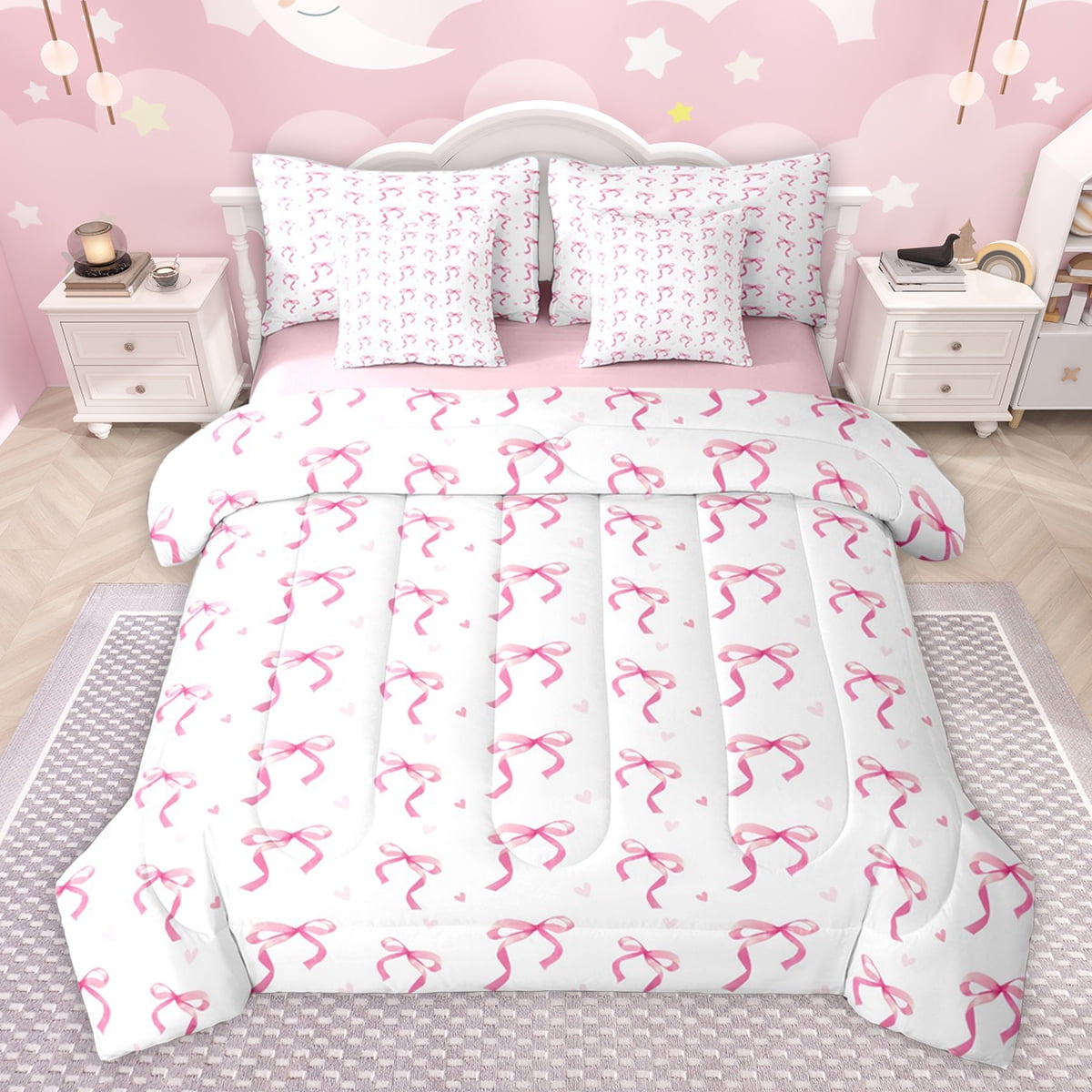 Feelyou Cute Princess Bow Bedding Comforter Set 7 Pieces for Child ...