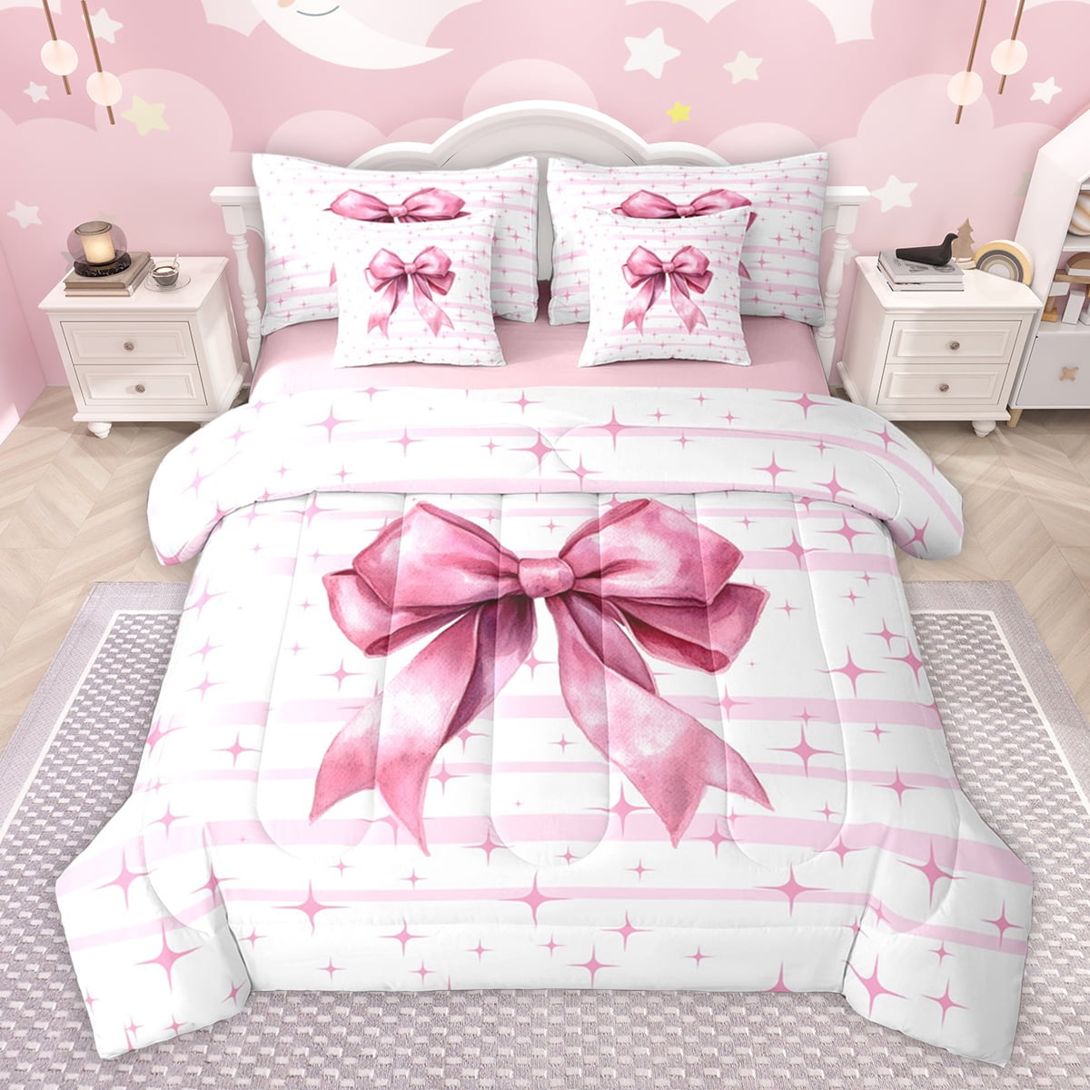 Feelyou Cute Princess Bow Bedding Comforter Set 7pcs for Child, Fashion ...