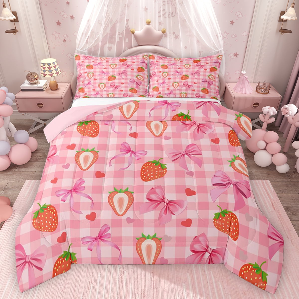Feelyou Cute Princess Bowknot Full Size Comforter Sets, Girly Pink ...
