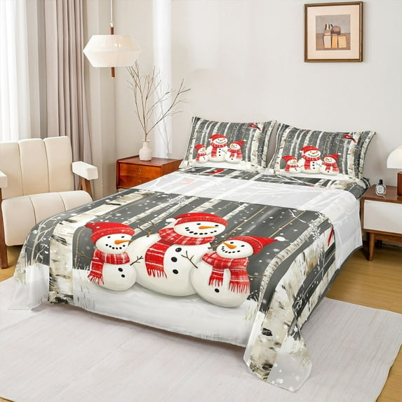 Feelyou Cute Snowman Teens Bed Sheets, Jungle Branches Tree King Sheets ...