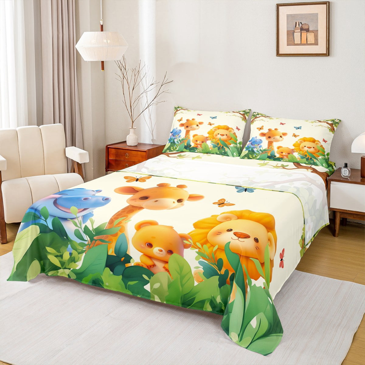 Feelyou Cute Woodland Animal Bed Sheets for Children, Lion Bear King ...