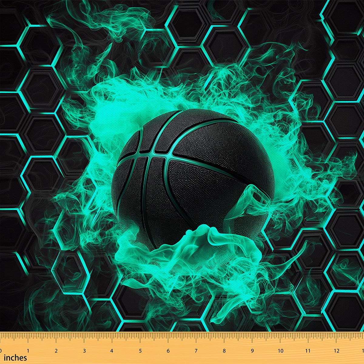 Feelyou Cyan Basketball Fabric by the Yard 5 Yards for Kids, Modern ...