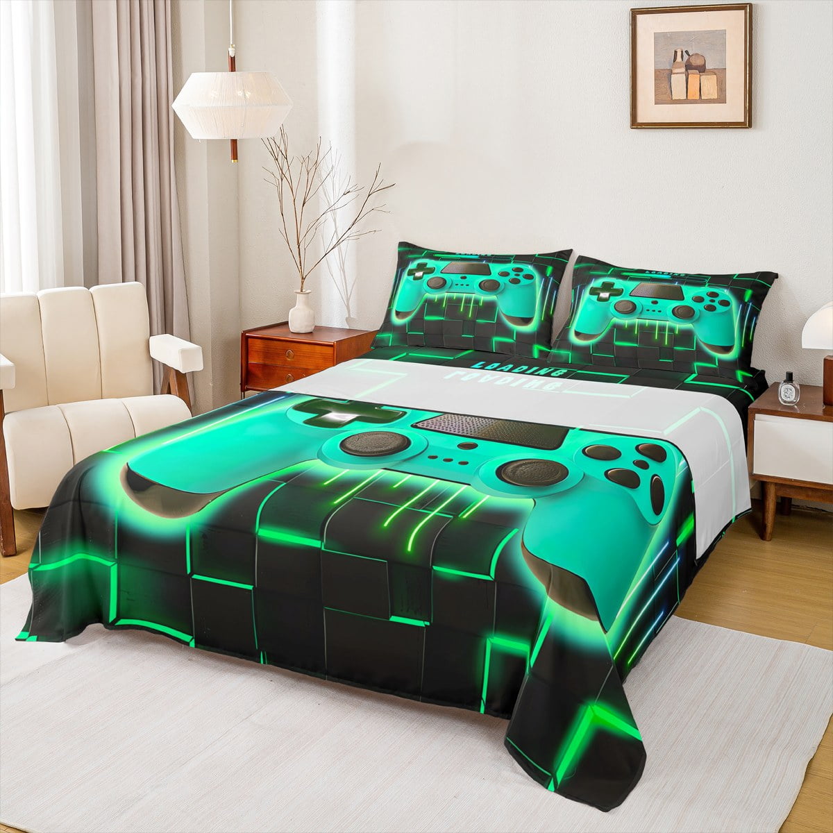 Feelyou Cyan Game Controller Full Size Sheets for Kids, Futuristic ...