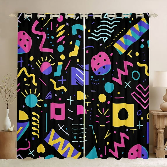 Feelyou Cycle Memphis Blackout Curtains Set of 2 (52x84 Each), Abstract ...