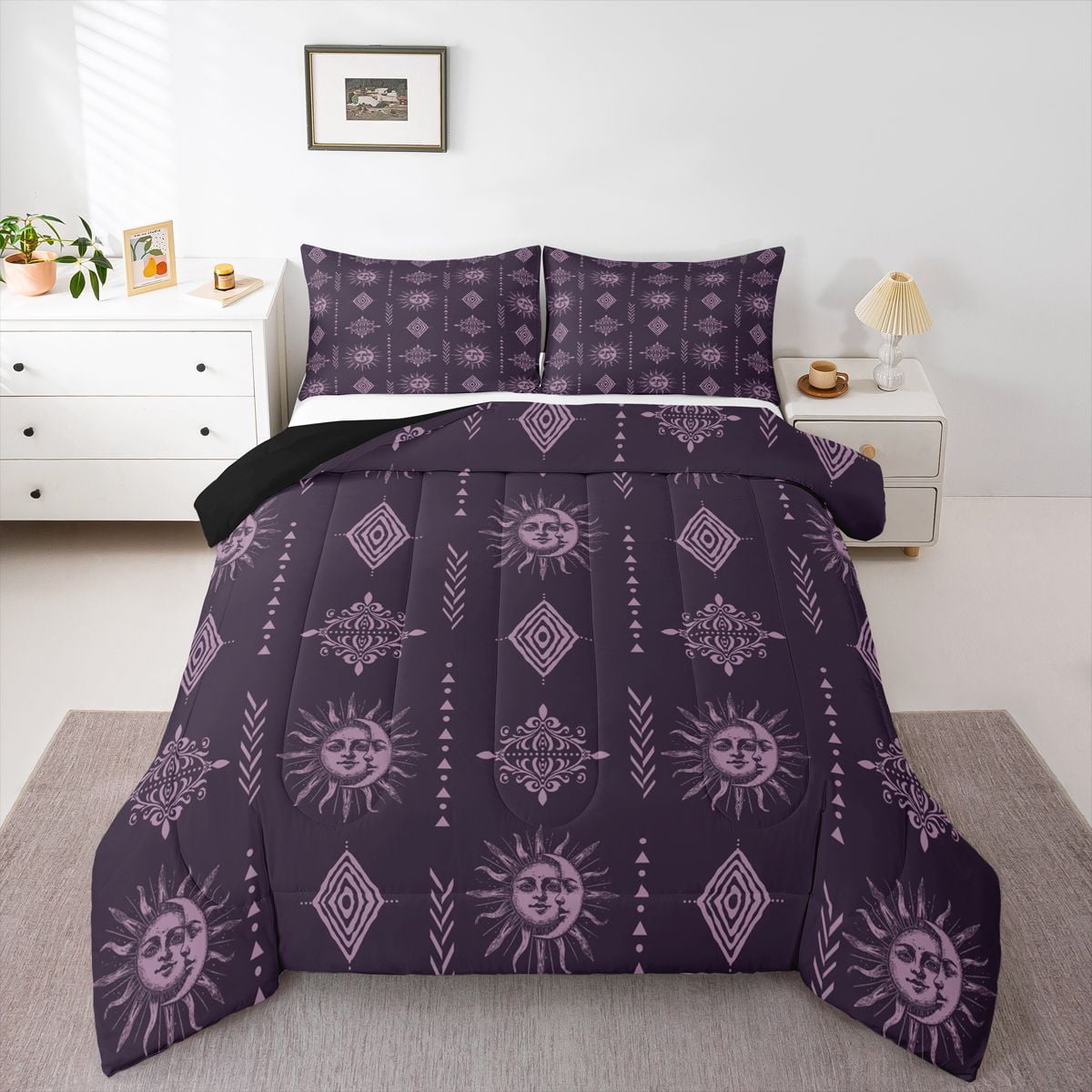 Feelyou Damask Aztec Twin Comforter Sets, Mandala Tribal Sun Moon ...