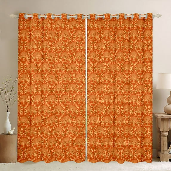 Feelyou Damask Blackout Curtains Set of 2 (52x84 Each), Orange Life ...