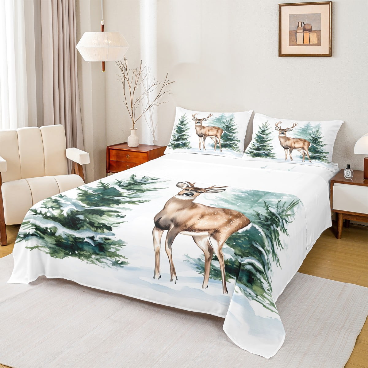 Feelyou Deer Animal Full Size Sheets for Kids, Merry Christmas Bed ...