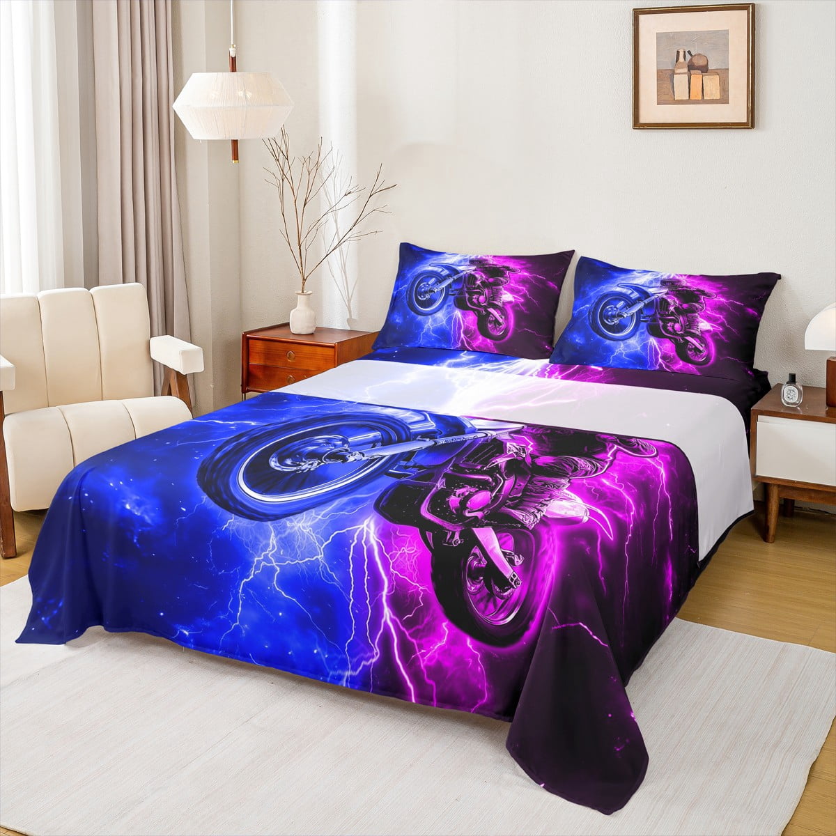 Feelyou Dirt Bike Bed Sheets for Teens, Motocross Extreme Sport King ...