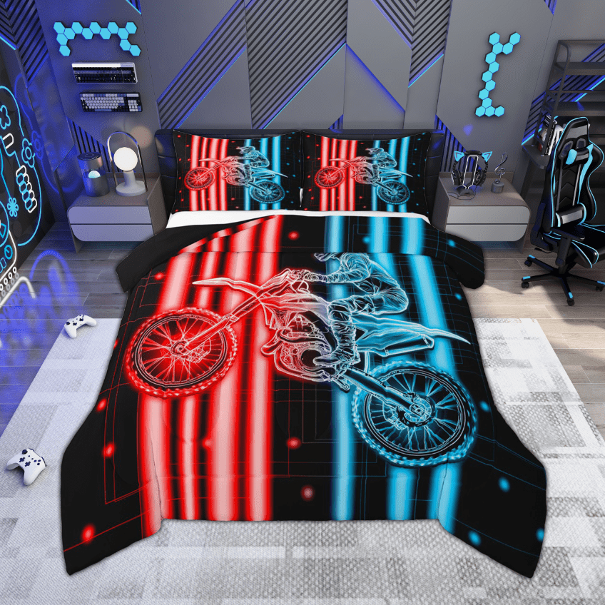 Feelyou Dirt Bike Bedding Comforter Set for Boys, Motocross Extreme ...