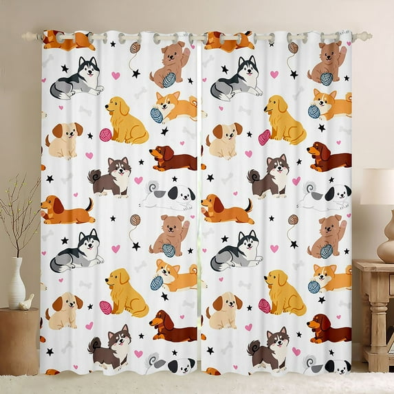 Feelyou Dog Animal Black Out Curtains, Cute Dalmatian Curtains Pack of ...