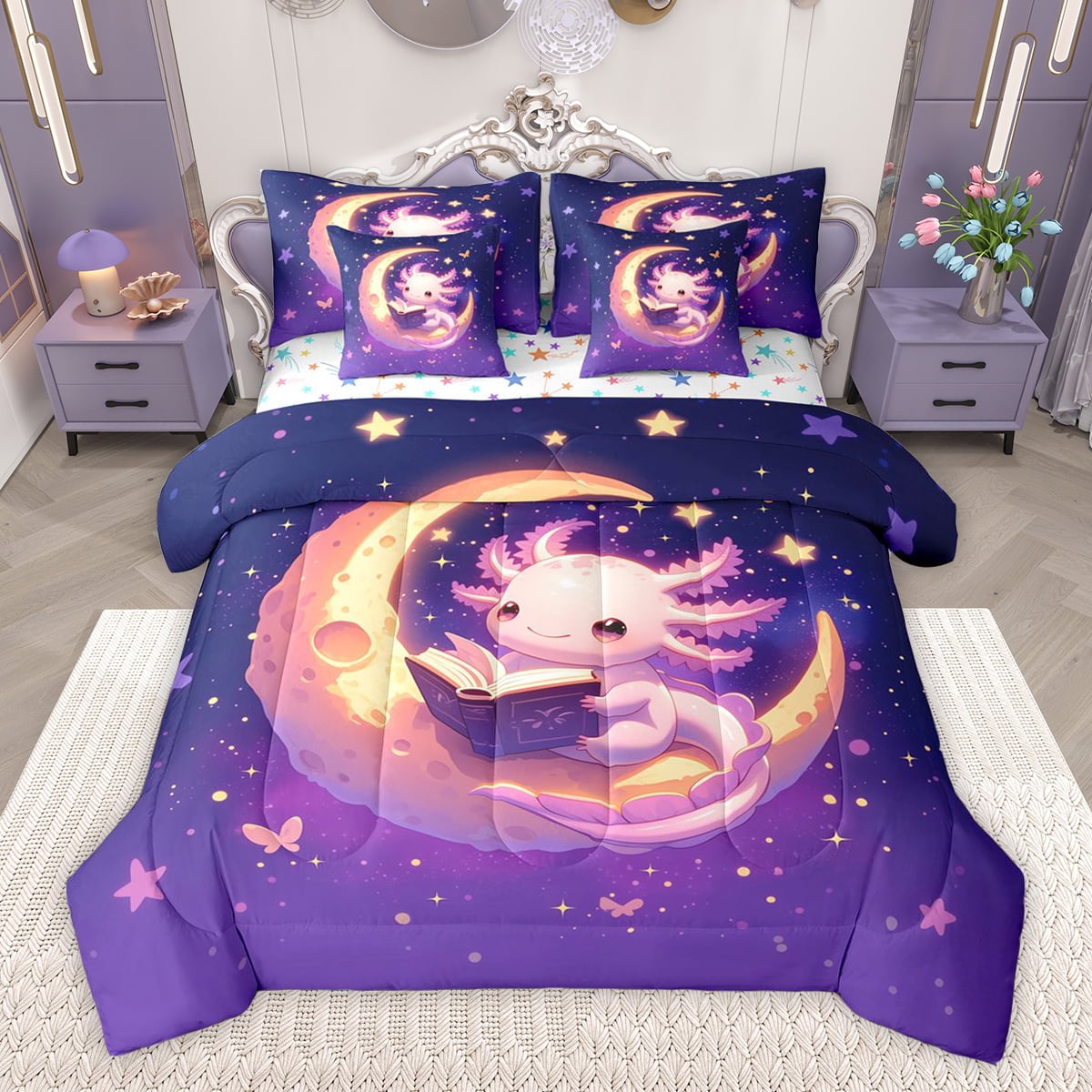 Feelyou Dreamy Axolotl Teens Twin Bedding Sets 7-Piece, Mystic Moon ...