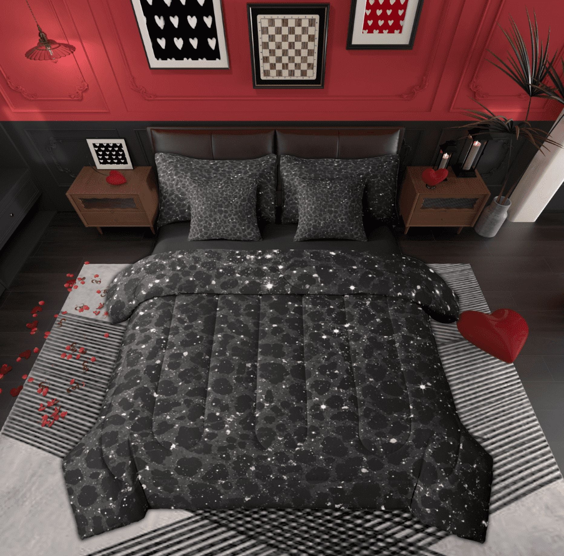 Feelyou Dreamy Black Fashion Bedding Comforter Set 7pcs, Cheetah ...