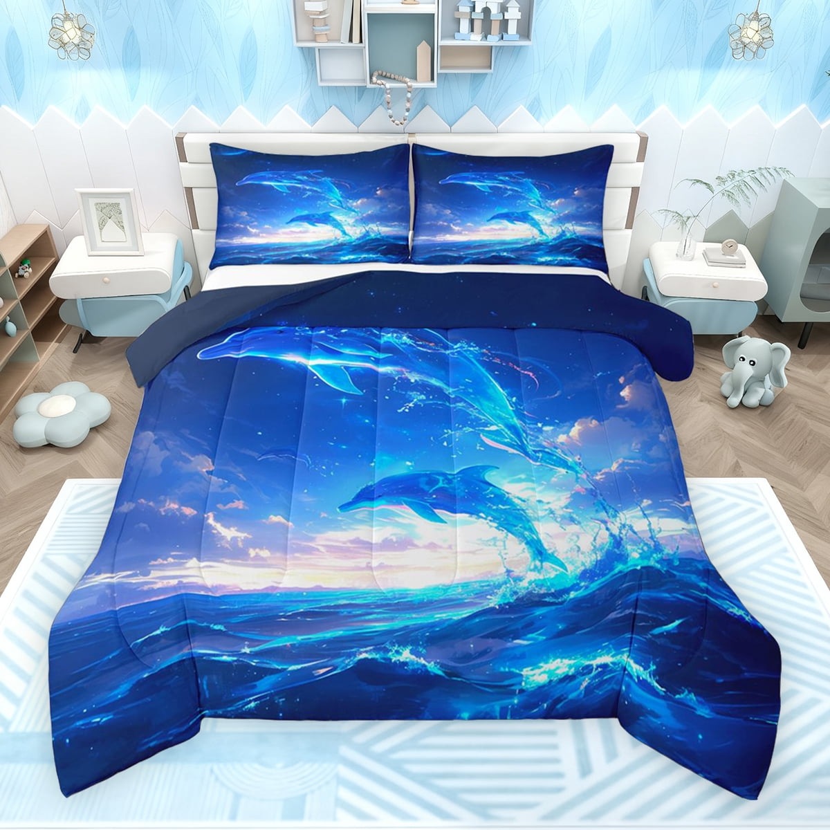 Feelyou Dreamy Dolphin Teens Full Size Comforter Sets, Cartoon Cute ...