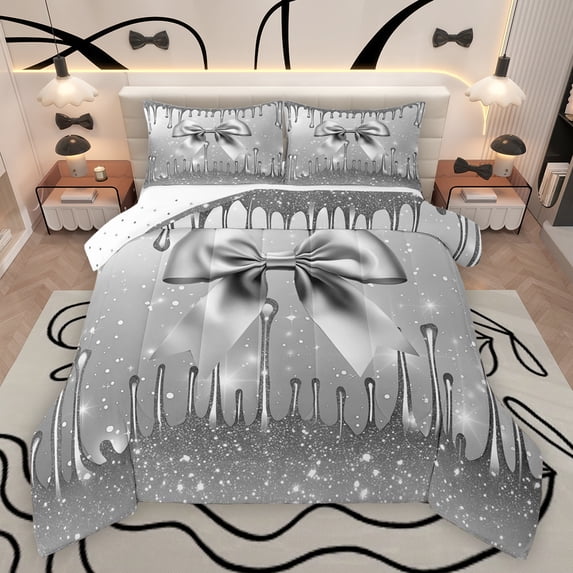 Feelyou Dreamy Grey Bow-tie Queen Comforter Set, Cartoon Princess ...