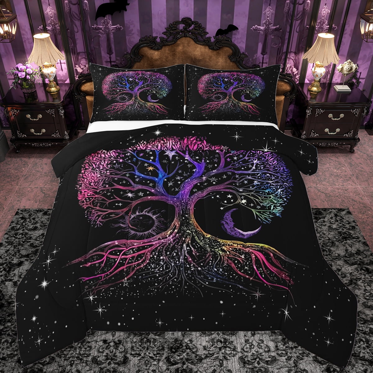 Feelyou Dreamy Life Tree Full Size Comforter Sets, Glitter Stars Starry ...
